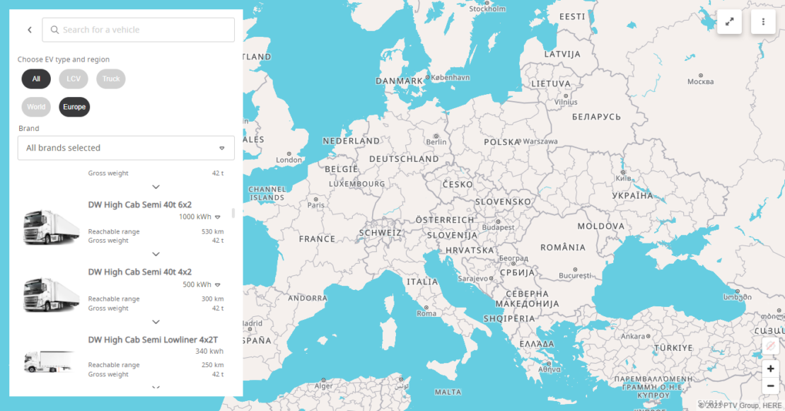 EV Truck Route Planner helps Logistic Businesses | PTV Logistics Blog