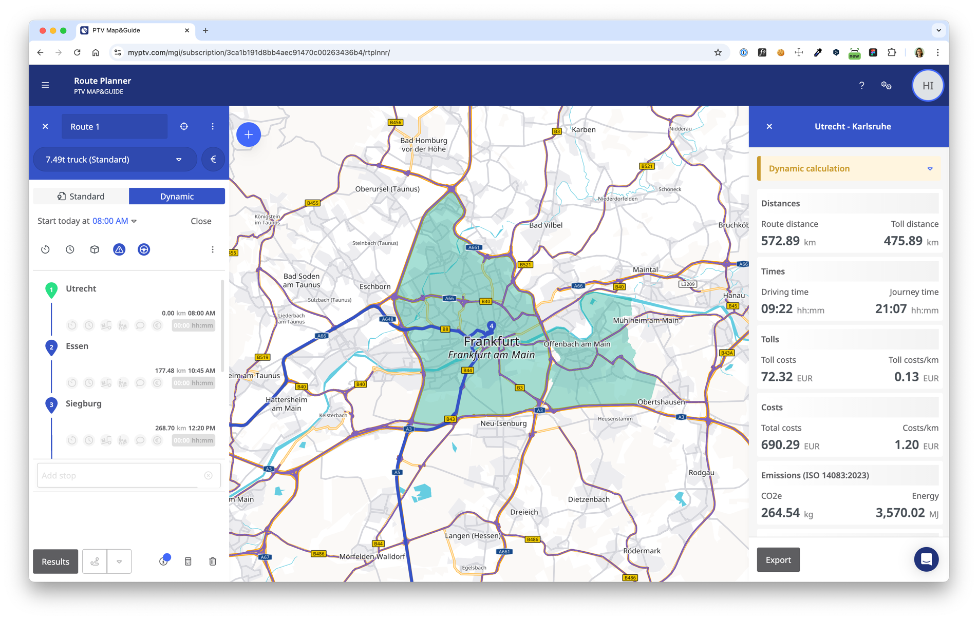 CO2 Emission Calculation for Logistics with PTV Map&Guide | PTV ...